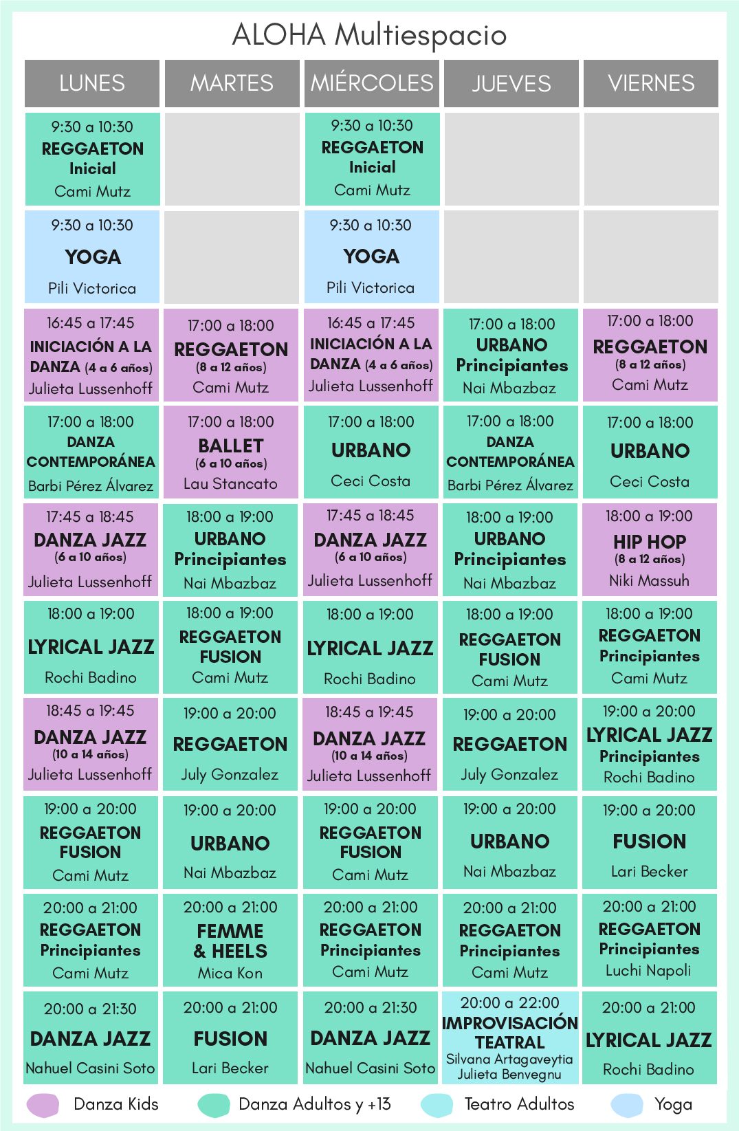 Horarios – Aloha Multiespacio